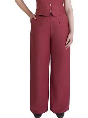 AAM THE LABEL Wool Wide-leg Trousers - Deep Salmon