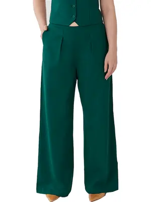 AAM THE LABEL Aam The Label Wool Wide Leg Trousers Emerald
