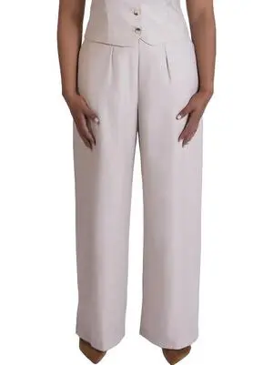 AAM THE LABEL Wool Wide Leg Trousers - Oat