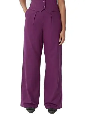 AAM THE LABEL Aam The Label Wool Wide Leg Trousers Plum