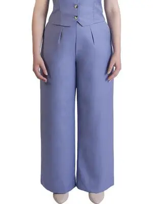 AAM THE LABEL Wool Wide-leg Trousers - Sky