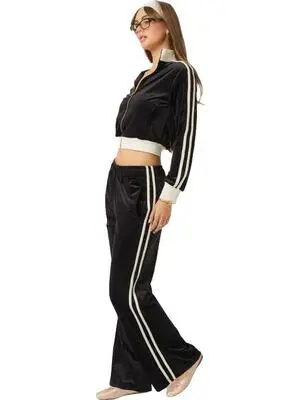 GOLDIE BYRD Velour Track Pants - Black