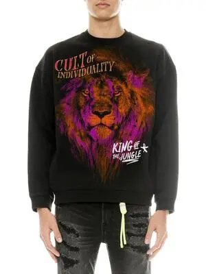 CULT OF INDIVIDUALITY King Of The Jungle Graphic Sweatshirt - Pirate Black
