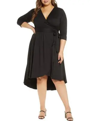 KIYONNA Winona High/low Wrap Dress - Black Noir