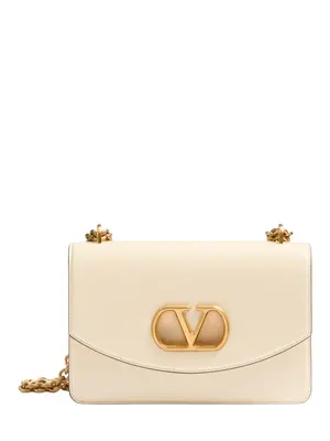 Valentino Garavani Vlogo Leather Shoulder Bag - Butter