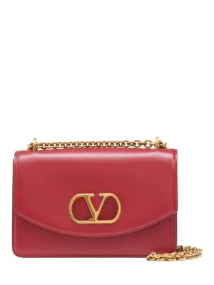 Valentino Garavani Vlogo Leather Shoulder Bag - Rosso V