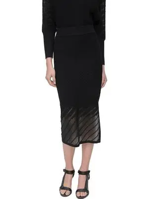 Dkny Illusion Rib-knit Sweater Skirt - Black