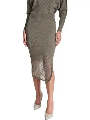 Dkny Illusion Rib-knit Sweater Skirt - City Taupe Heather