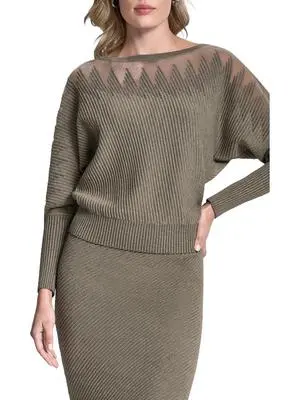 Dkny Illusion Rib Boatneck Sweater - City Taupe Heather