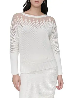 Dkny DKNY Illusion Rib Boatneck Sweater Ivory