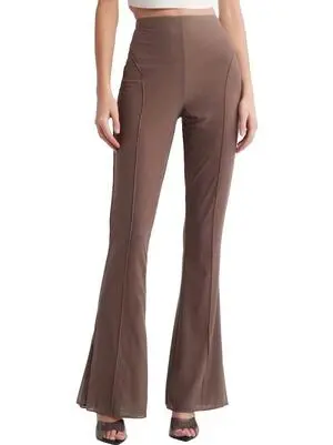 MISTRESS ROCKS Flared Mesh Pants - Dusty Brown