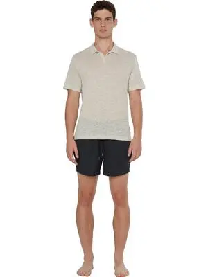 Onia Shaun Linen Polo Deep Navy