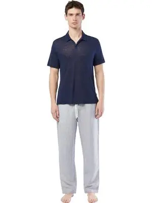 Onia Shaun Linen Polo Deep Navy