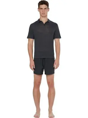 Onia Shaun Linen Polo - Gunmetal