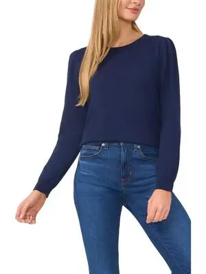 CECE DUPRAZ CeCe Puff Sleeve Cotton Sweater Classic Navy