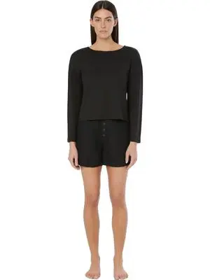 Onia Linen Jersey Boatneck Top - Black