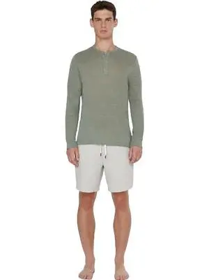 Onia Long Sleeve Linen Henley - Sage