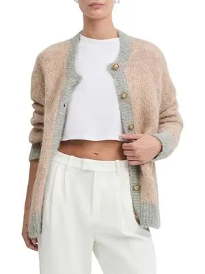 FAVORITE DAUGHTER The Rio Alpaca-blend Cardigan - Rose Dust/light Grey