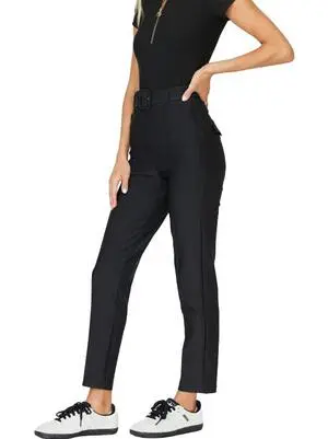 GOLDIE BYRD Belted Hybrid Pants - Black