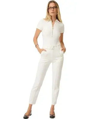 GOLDIE BYRD Belted Hybrid Pants - White