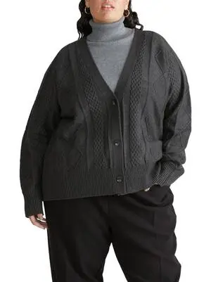 Universal Standard Universal Standard Mixed Cable Stitch Cardigan Graphite