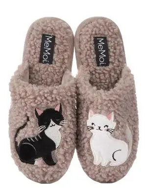 MEMOI MeMoi Kittens Faux Shearling Slippers Gray
