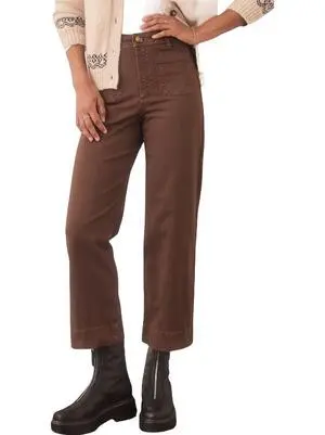 Marine Layer Bridget Cotton Wide Leg Crop Pants - Pinecone