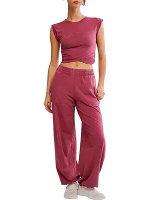 Free People Free People FP Movement Hot Shot Crossover T-Shirt And Joggers Set Brick