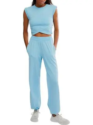 Free People Free People FP Movement Hot Shot Crossover T-Shirt And Joggers Set Bright Blue