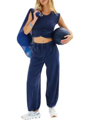 Free People Free People FP Movement Hot Shot Crossover T-Shirt And Joggers Set Midnight Navy