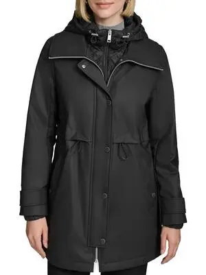 Andrew Marc Ryder Hooded Bib Inset Parka - Black