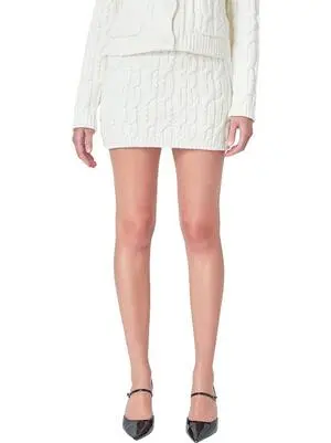 Endless Rose Cable Knit Mini Skirt - Cream