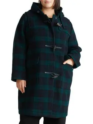 Universal Standard Universal Standard Highlands Duffle Coat Green/navy Plaid