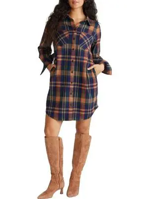 Universal Standard Long Sleeve Check Flannel Shirtdress - Autumn Apple Red Plaid