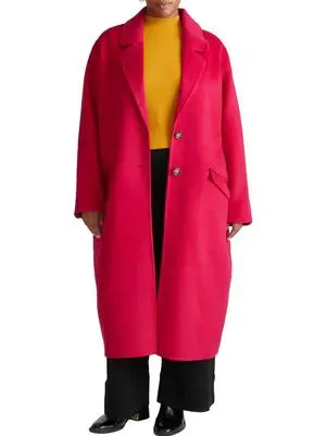 Universal Standard Universal Standard Belted Wool-Blend Coat Cerise