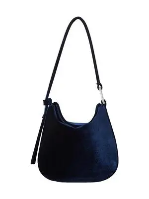 Akris Mini Anna Velvet Hobo Bag - 078 Denim