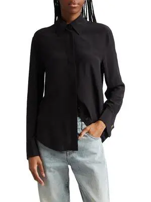 Proenza Schouler Arabella Silk Button-up Shirt - Black