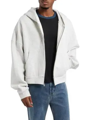 ELWOOD Oversized Rectangle Zip Hoodie Ash Grey