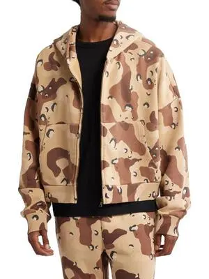 ELWOOD Oversized Rectangle Zip Hoodie Desert Camo