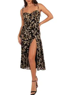 PETAL & PUP Arycia Midi Dress - Black Floral