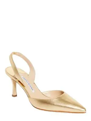 Manolo Blahnik Carolyne Slingback Pumps - Metallic Gold