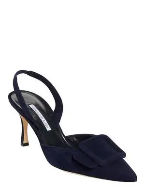 Manolo Blahnik Maysli Slingback Pumps - Navy4116