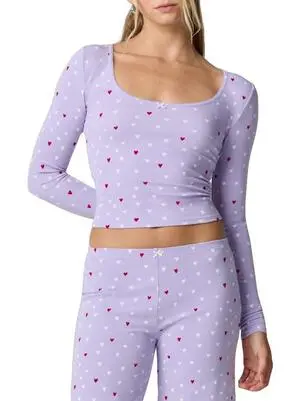 FLORENCE BY MILLS Rib Sleep Top - Purple Multi Heart