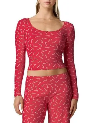 FLORENCE BY MILLS Rib Sleep Top Scarlet Candy Cane
