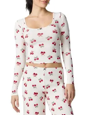 FLORENCE BY MILLS Rib Sleep Top - White/cherry