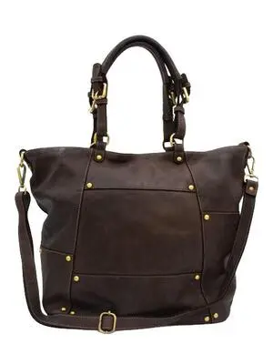 BOLSA NOVA Bolsa Nova Nora Patchwork Leather Tote Chocolate