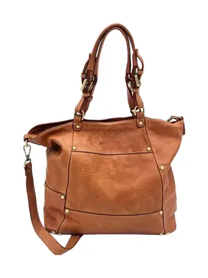 BOLSA NOVA Bolsa Nova Nora Patchwork Leather Tote Cognac