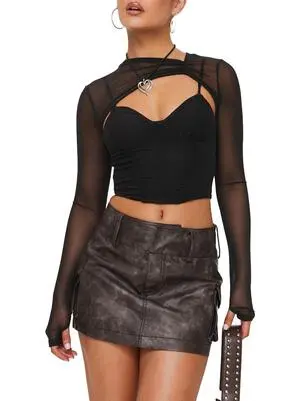 Princess Polly Domenic Faux Leather Cargo Mini Skirt - Black