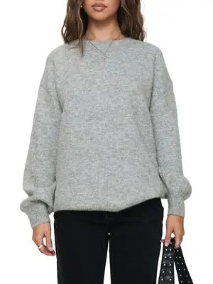 Princess Polly Ryanna Oversize Crewneck Sweater - Grey