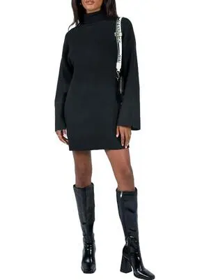 Princess Polly Sonelle Ribbed Turtleneck Mini Dress - Black